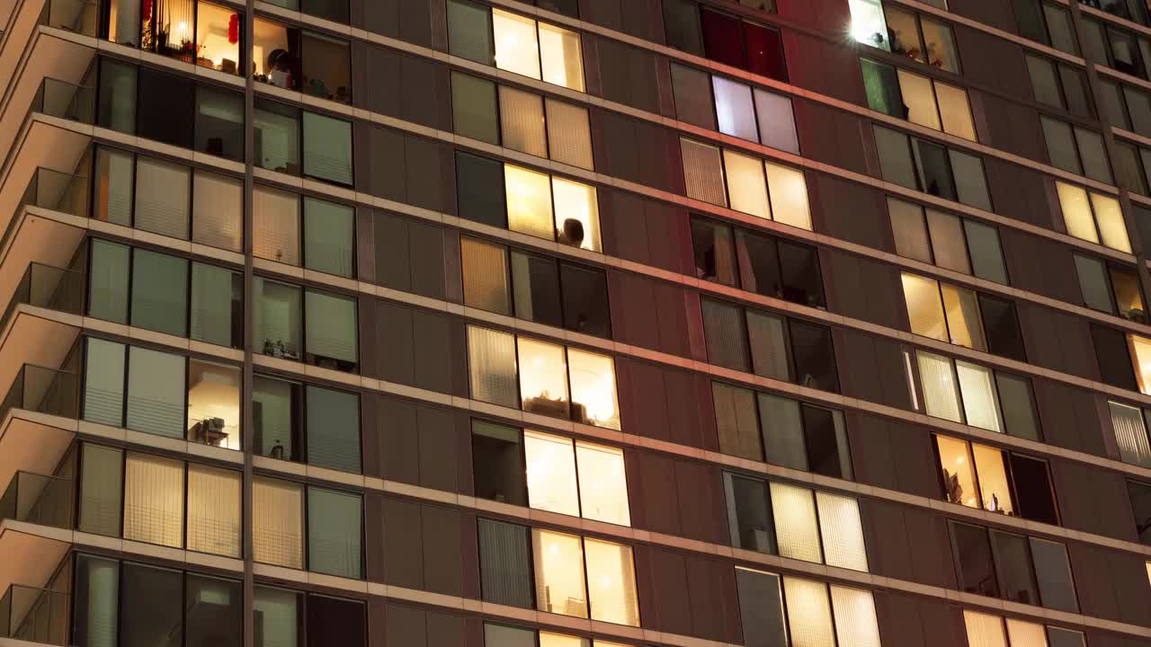 Modern Apartment Block At Night - Stock Video | Motion Array