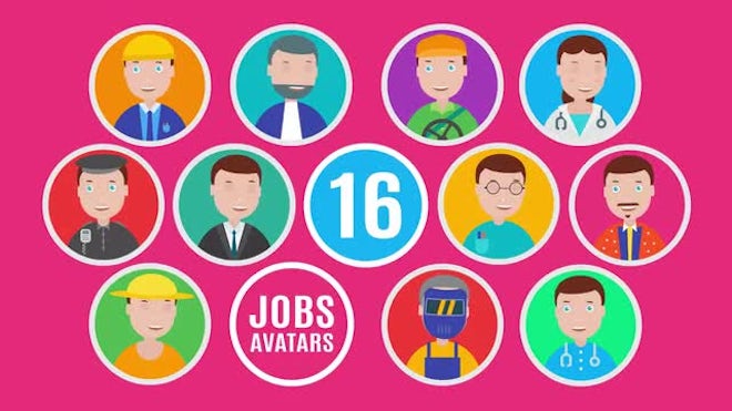 16 Job Avatar Icon Pack - Motion Graphics Templates | Motion Array