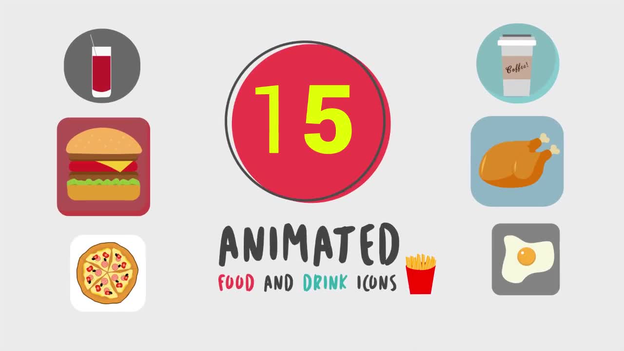 Food And Drinks Animated Icons Pack - Motion Graphics Templates ...