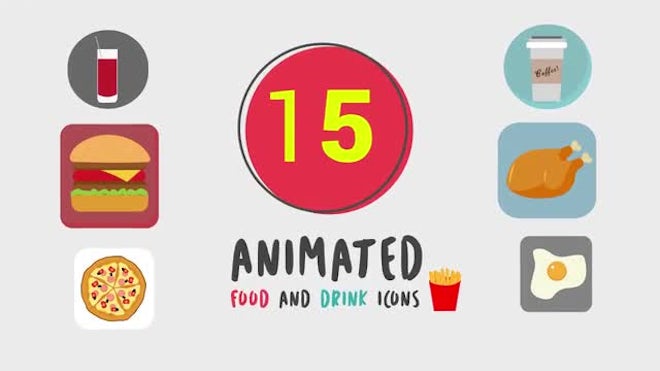 Food And Drinks Animated Icons Pack - Motion Graphics Templates ...