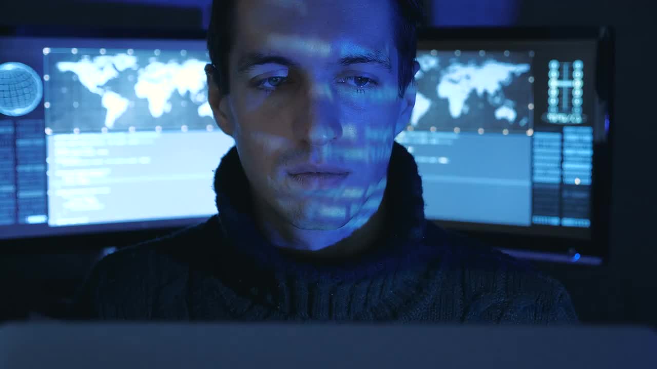 Programmer Working In The Dark - Stock Video | Motion Array