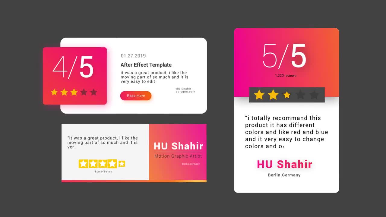 Modern Review Card V2 - Motion Graphics Templates | Motion Array