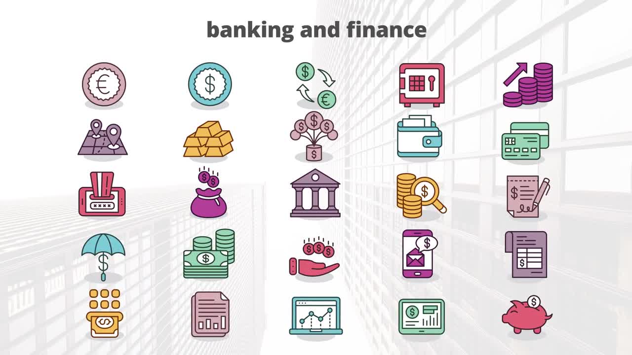 Banking and Finance - MOGRT Icons - Motion Graphics Templates | Motion ...