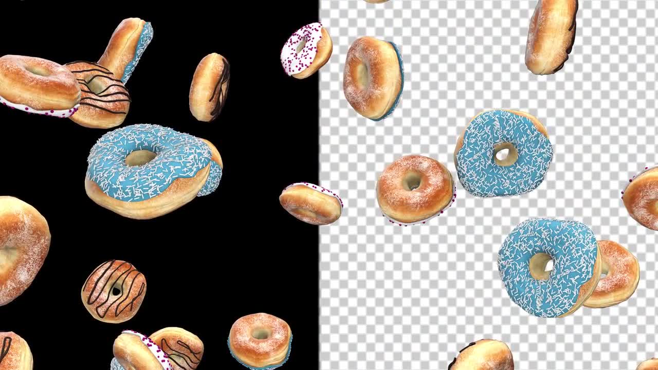 Falling Donuts With Alpha Channel - Stock Motion Graphics | Motion Array