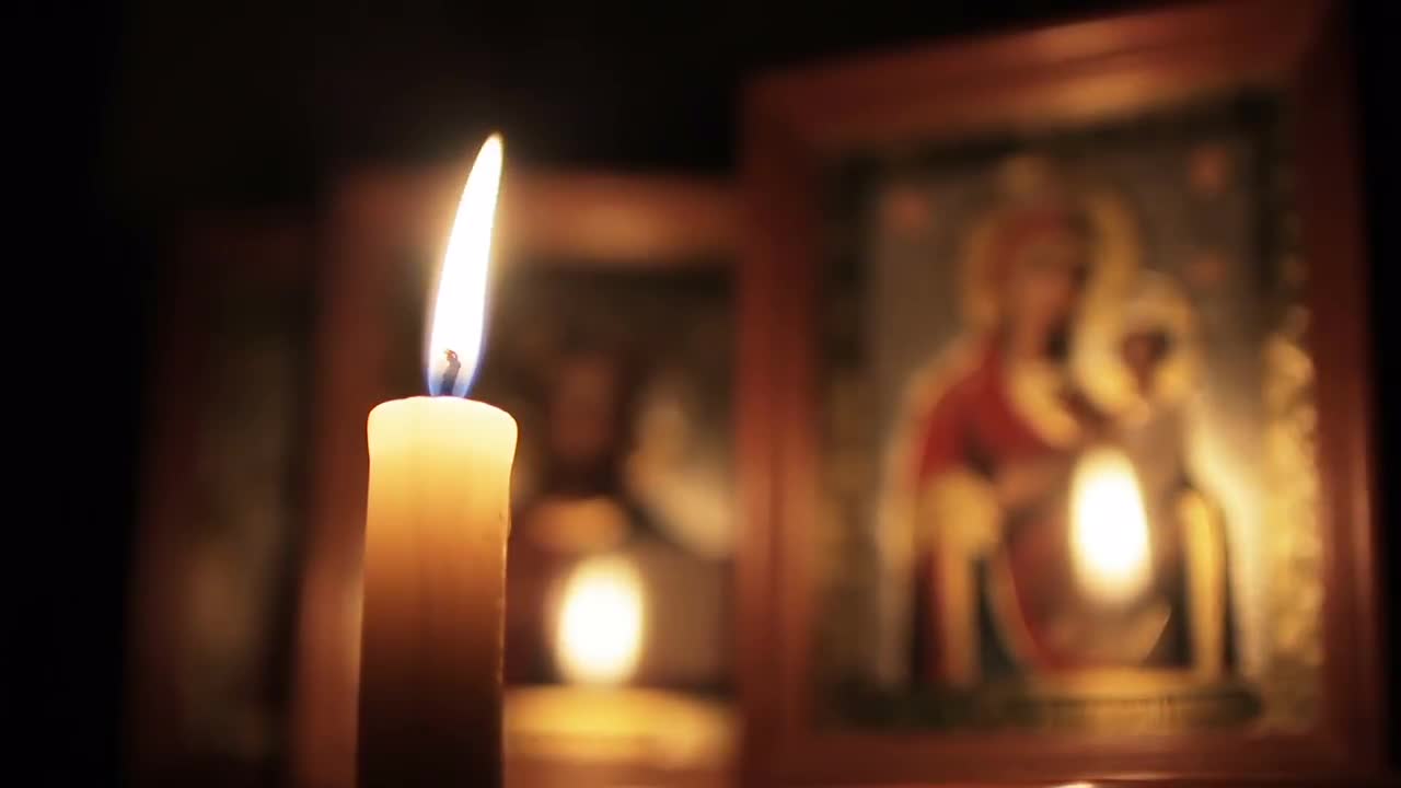 Candle And Orthodox Icons - Stock Video | Motion Array