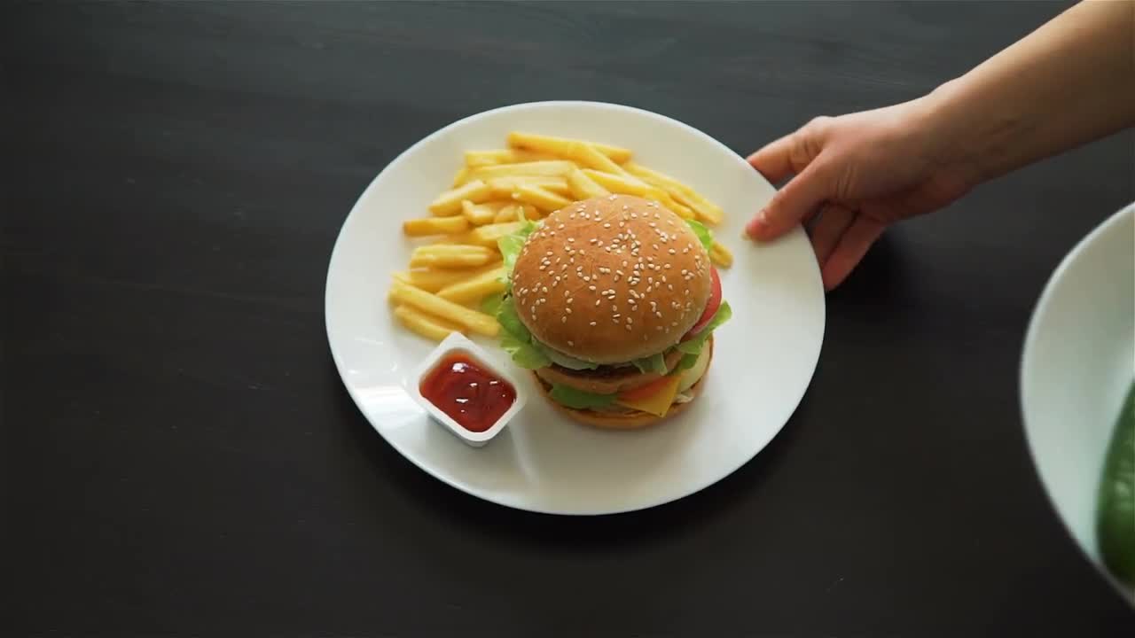 Healthy Food Over Fast Food - Stock Video | Motion Array