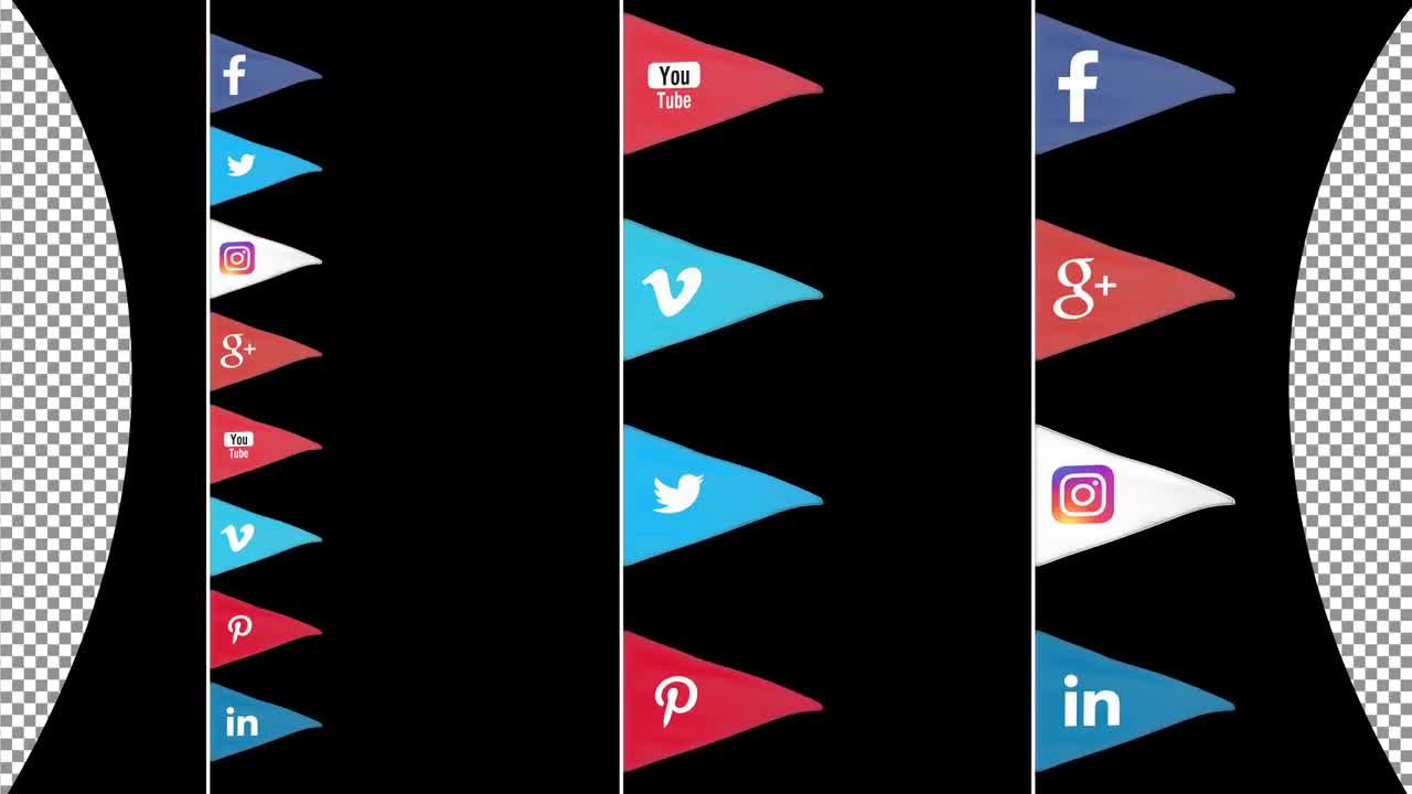 Social Media Icons Flag Animations - Stock Motion Graphics | Motion Array