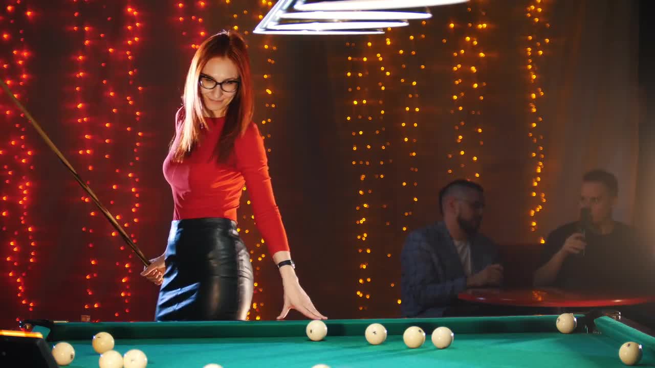 Woman Plays Billiards - Stock Video | Motion Array