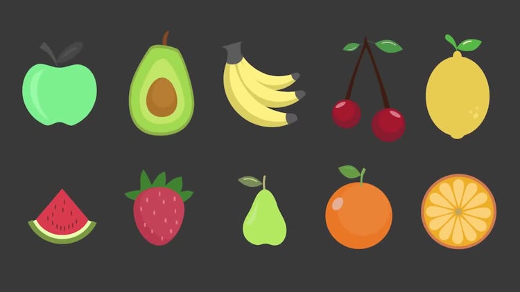 Fruits Animated Icons - Stock Motion Graphics | Motion Array
