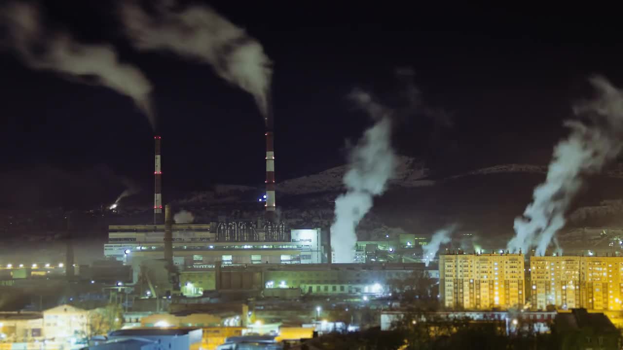 Power Plants At Night - Stock Video | Motion Array