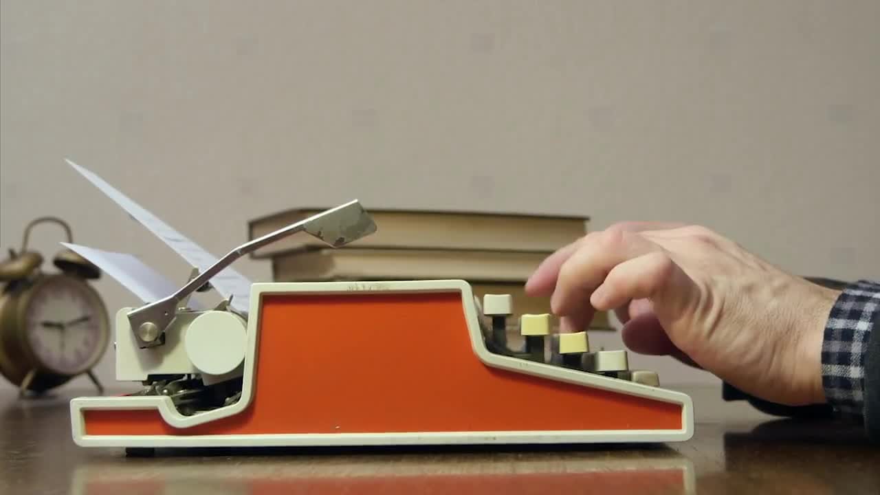 Man Using Old Typewriter - Stock Video | Motion Array