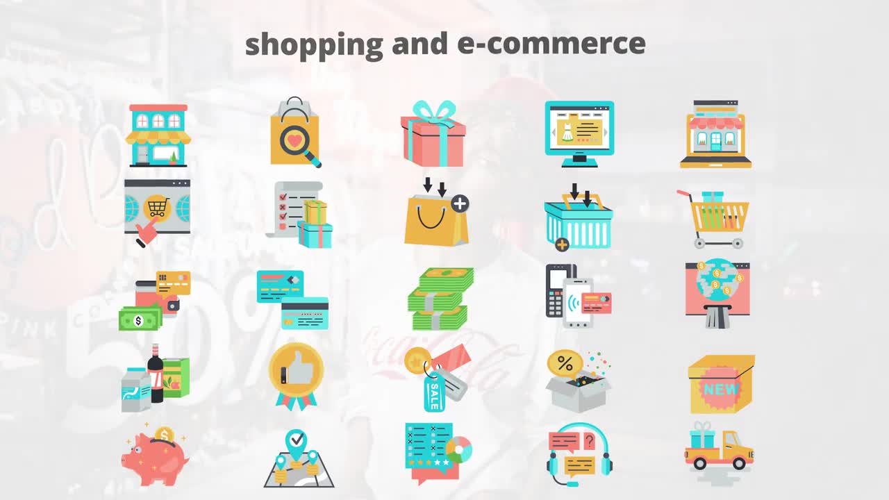 Shopping And E-Commerce - Flat Animation Icons - After Effects ...