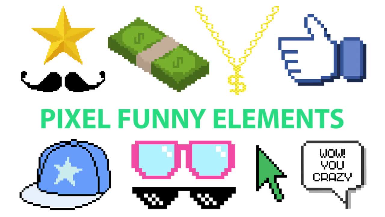 Pixel Funny Elements - Motion Graphics Templates | Motion Array