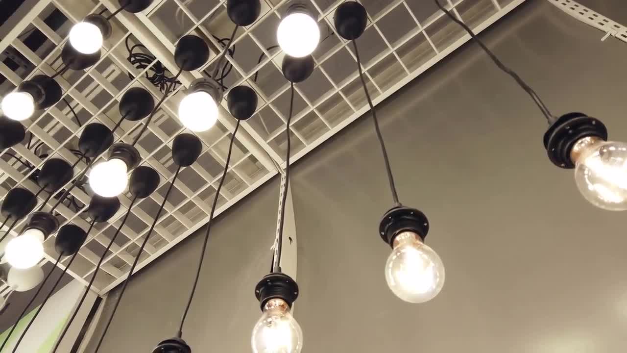 Light Bulbs On Display - Stock Video | Motion Array
