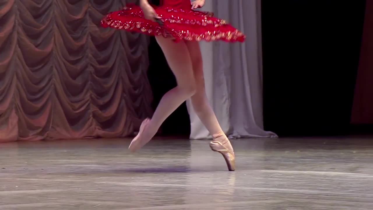 Ballerina In Red Tutu - Stock Video | Motion Array