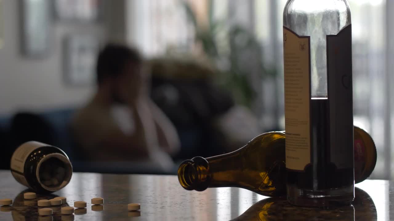 Man Using Drugs And Alcohol - Stock Video | Motion Array