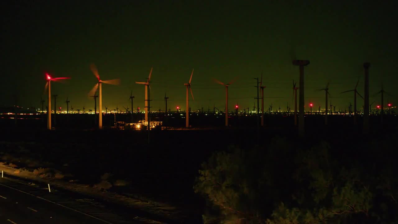 Wind Turbines At Night - Stock Video | Motion Array