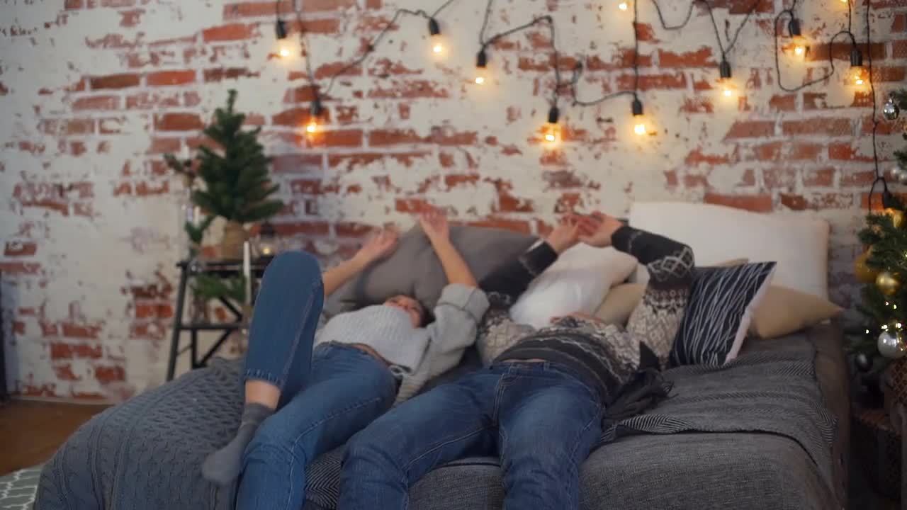 Couple Falling On Bed - Stock Video | Motion Array