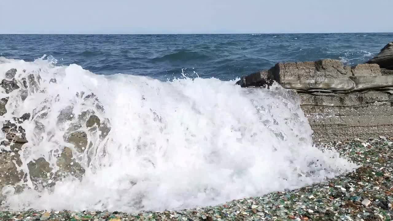 Waves Crash Into Rocks - Stock Video | Motion Array