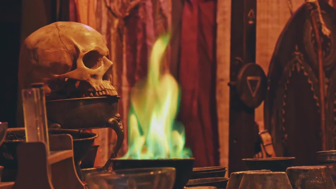 Fire And Human Skull - Stock Video | Motion Array