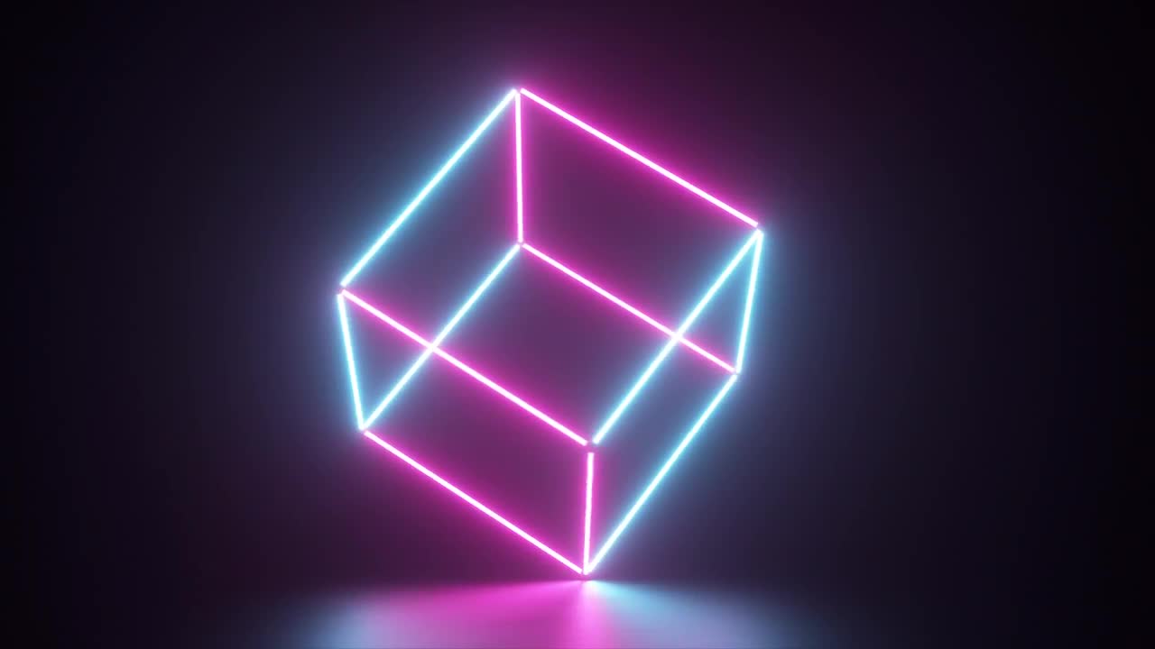 Neon Cube Outline - Stock Motion Graphics | Motion Array