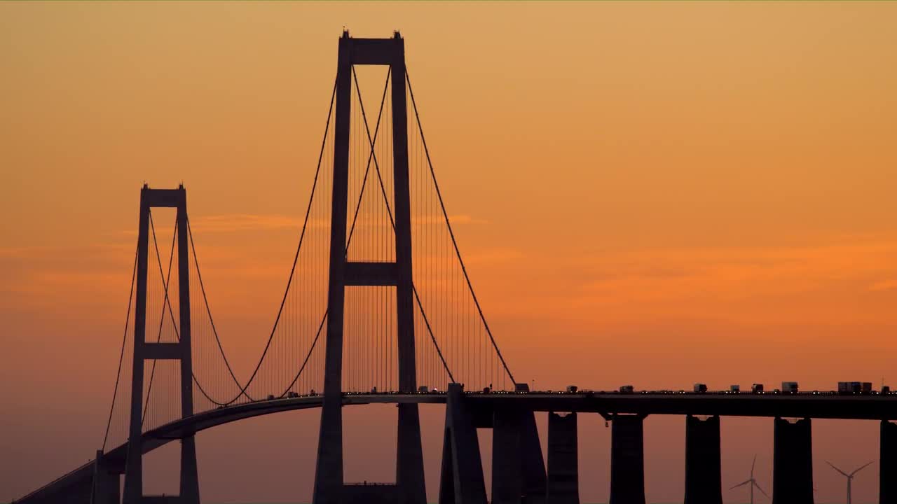Sunset Over Great Belt Bridge - Stock Video | Motion Array