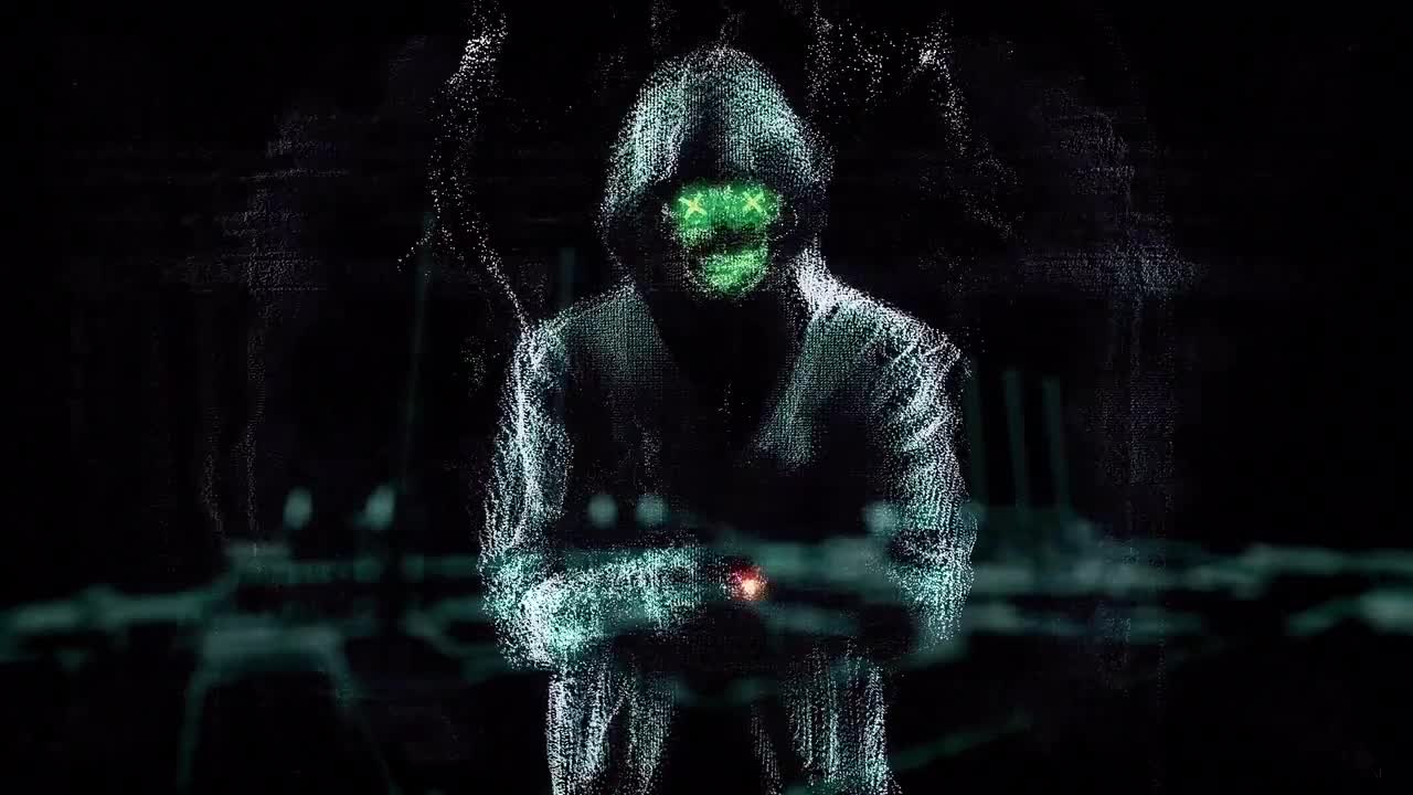 Hooded Cyber Figure - Stock Motion Graphics | Motion Array