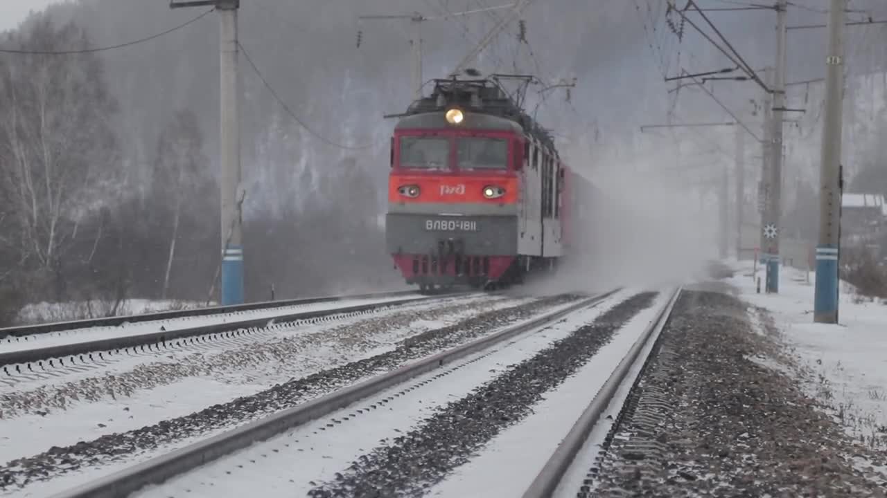 Freight Train In Winter - Stock Video | Motion Array