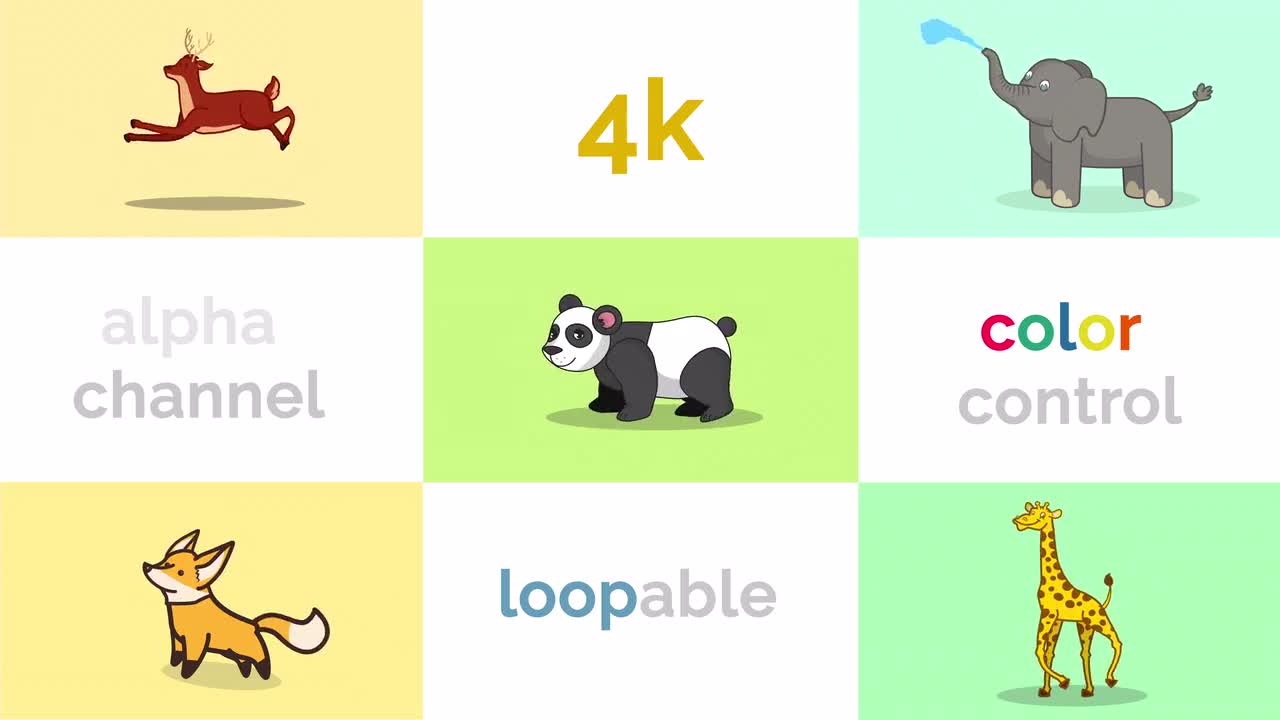 Looping Cartoon Animals Pack 1 - After Effects Templates | Motion Array