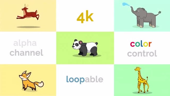 Looping Cartoon Animals Pack 1 - After Effects Templates | Motion Array
