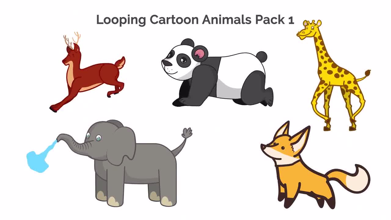 Looping Cartoon Animals Pack - Stock Motion Graphics | Motion Array