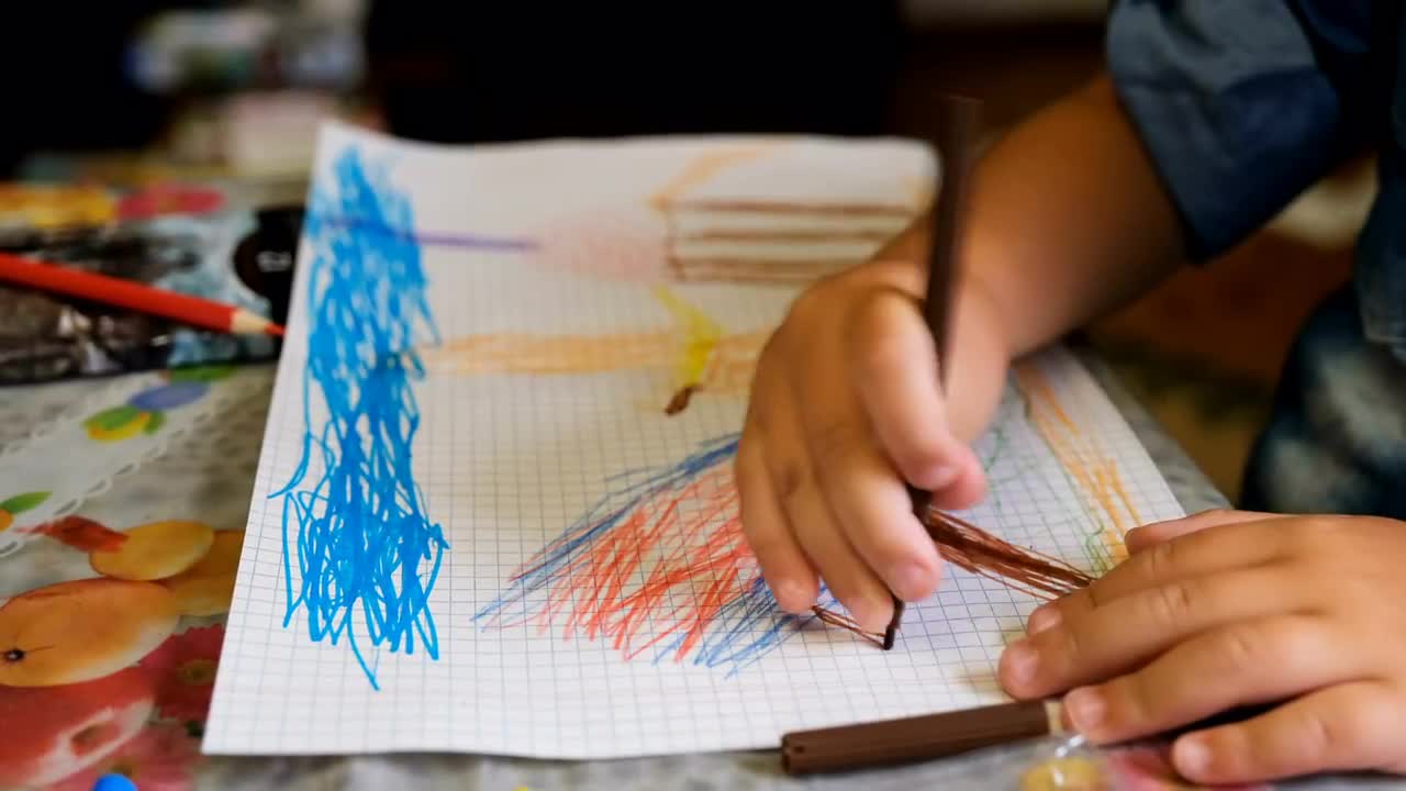 Young Child Drawing - Stock Video | Motion Array