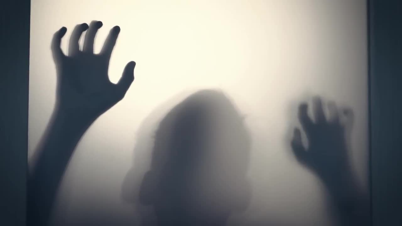 Creepy Figure Behind Glass - Stock Video | Motion Array