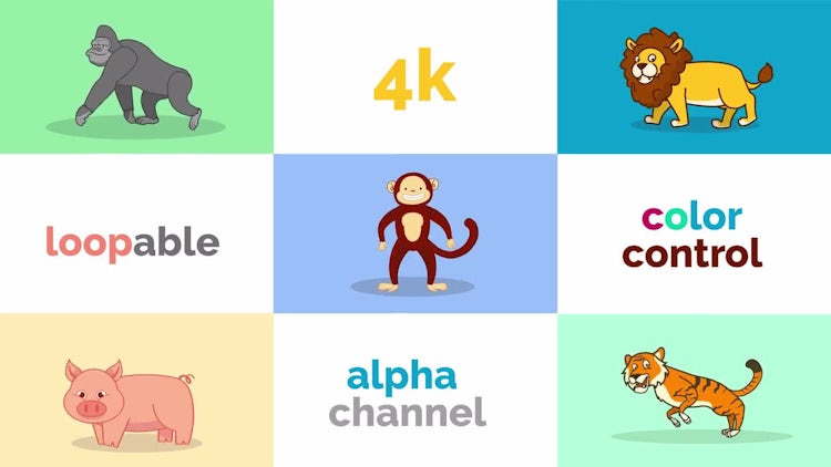 Looping Cartoon Animals Pack 2 - After Effects Templates | Motion Array