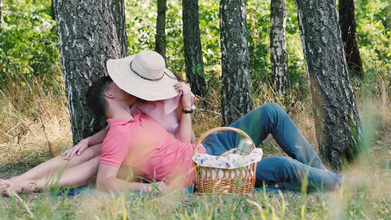 Picnic Couple Kissing - Stock Video | Motion Array