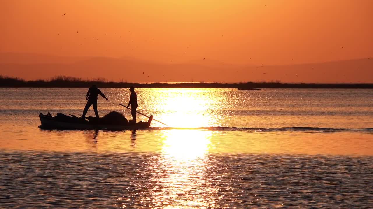 Fishing Boat At Sunset - Stock Video | Motion Array