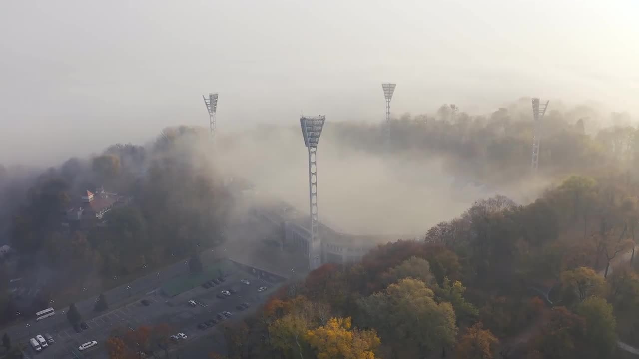 Football Stadium In Fog - Stock Video | Motion Array
