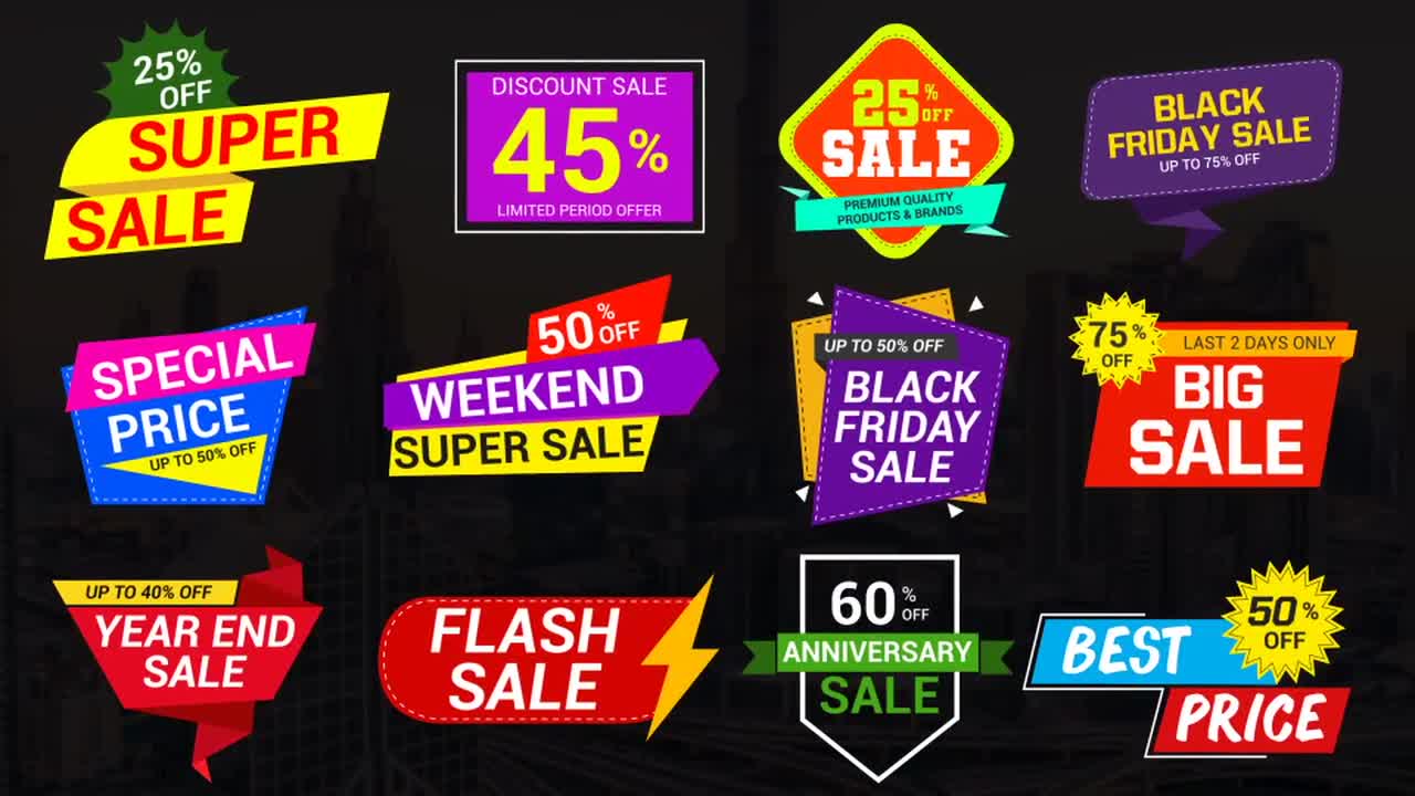 Sale Labels & Badges 7 - After Effects Templates | Motion Array