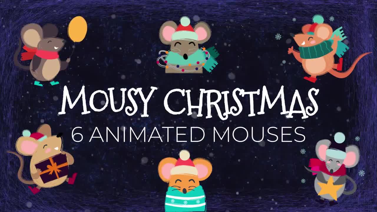 Mousy Christmas: 6 Animated Mice - After Effects Templates | Motion Array