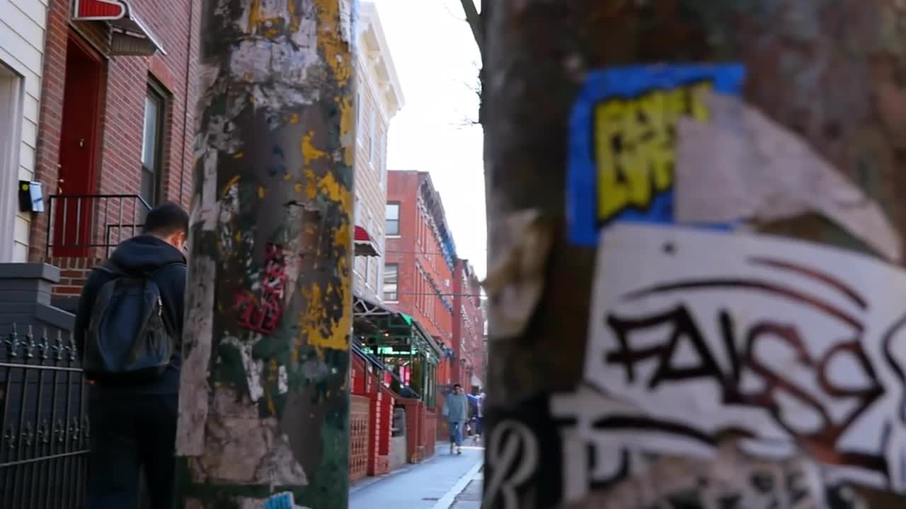 Graffiti On Street Poles - Stock Video | Motion Array
