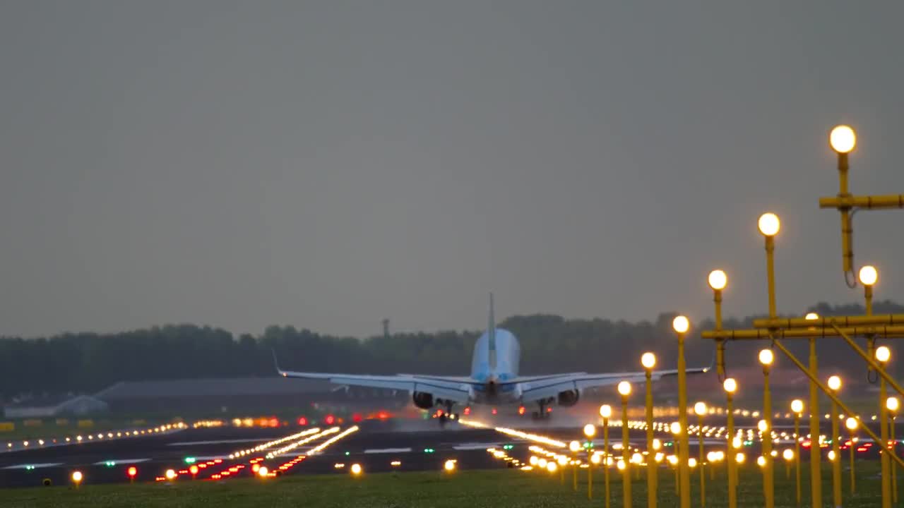 Airplane Touching Down - Stock Video | Motion Array