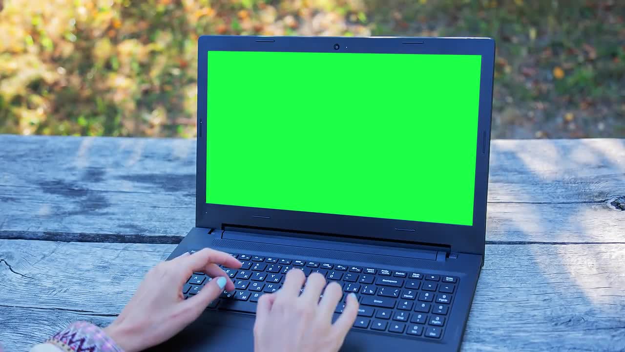 Green Screen Laptop Outdoors - Stock Video | Motion Array