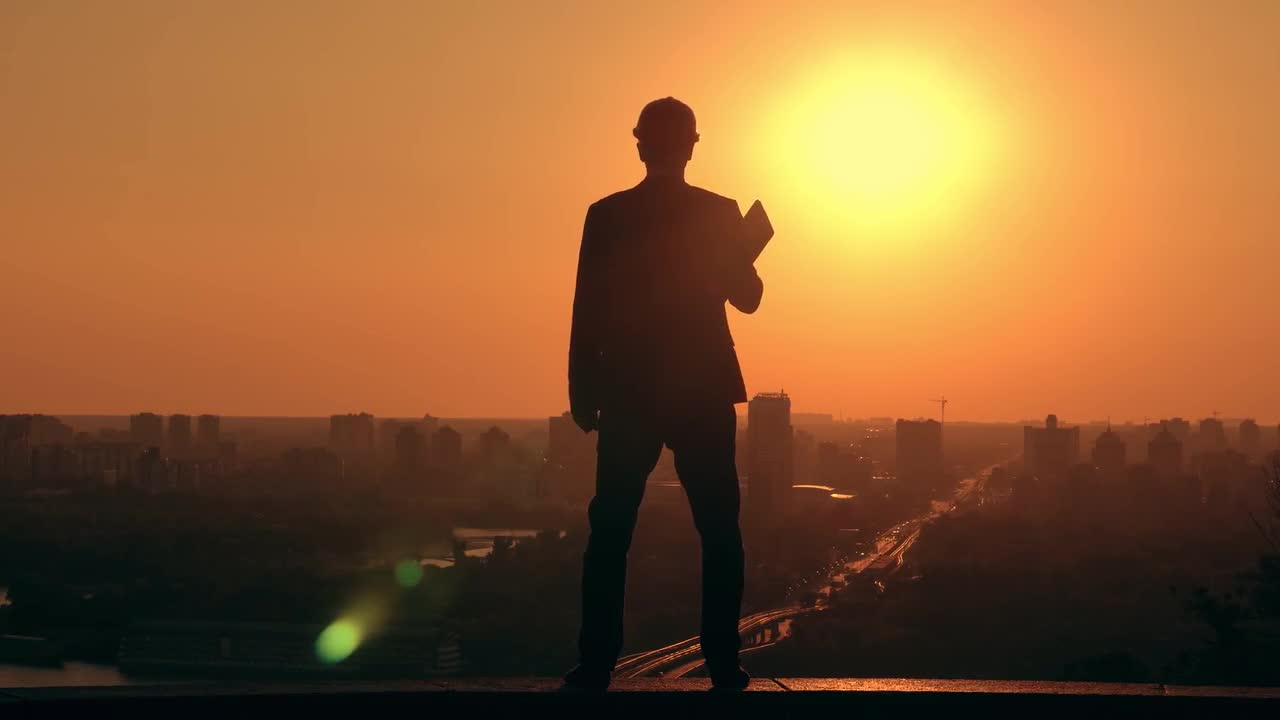 Architect Silhouette At Sunset - Stock Video | Motion Array