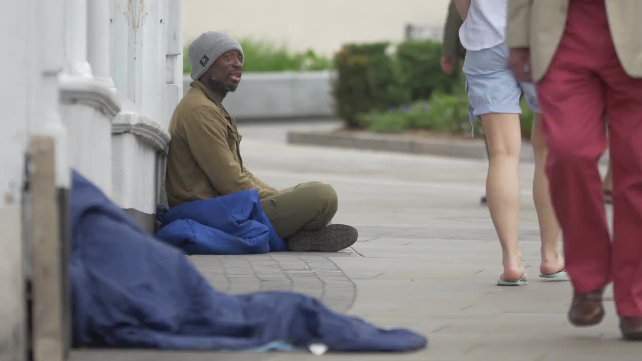 Homeless Man Begging - Stock Video | Motion Array
