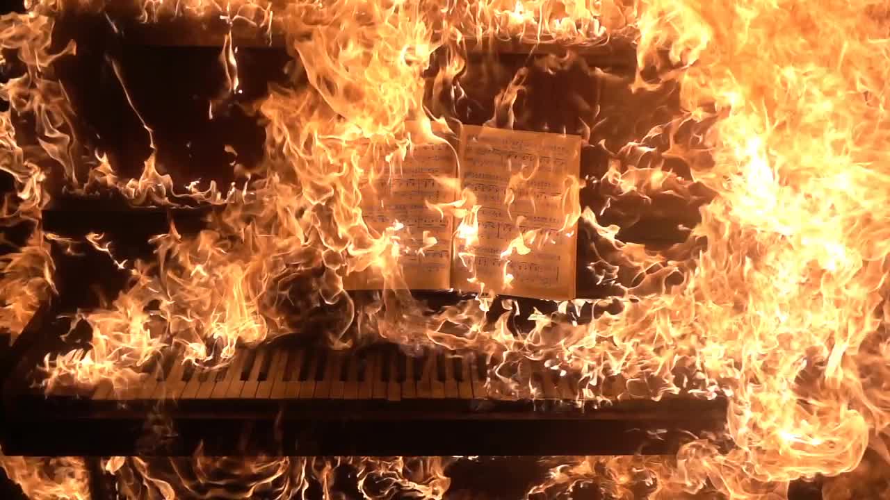 Burning Piano - Stock Video | Motion Array