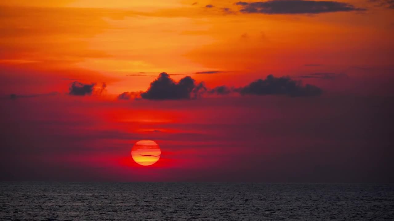 Red Sunset Over Ocean - Stock Video | Motion Array