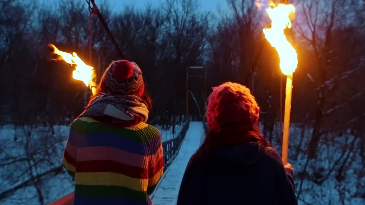 Bridge Walk With Torches - Stock Video | Motion Array