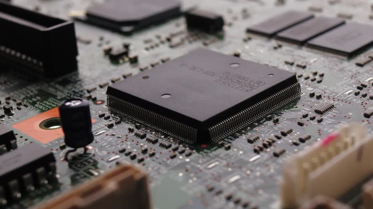 Microcircuit With Processor Chip - Stock Video | Motion Array
