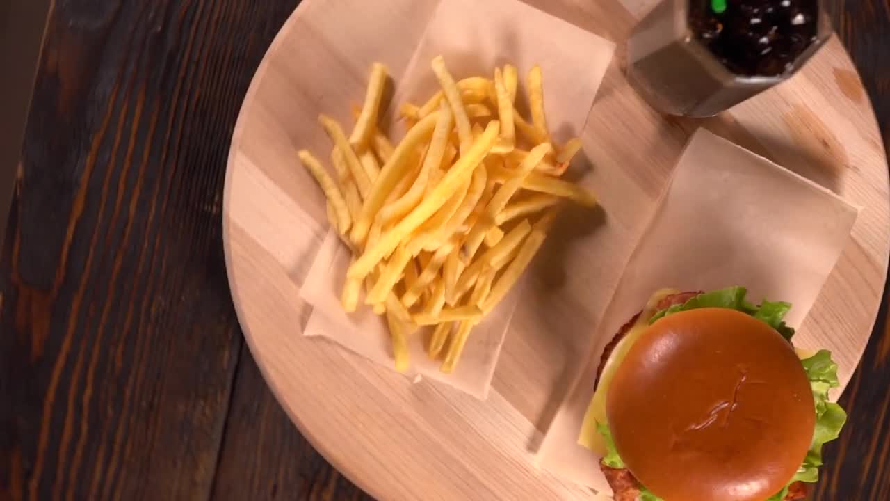 Rotating Cheeseburger Meal - Stock Video | Motion Array
