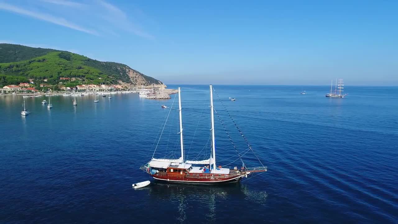 Sailboat On The Italian Sea - Stock Video | Motion Array